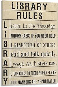 Amazon.com: Classroom Rules Poster Library Rules Poster Preschool ...