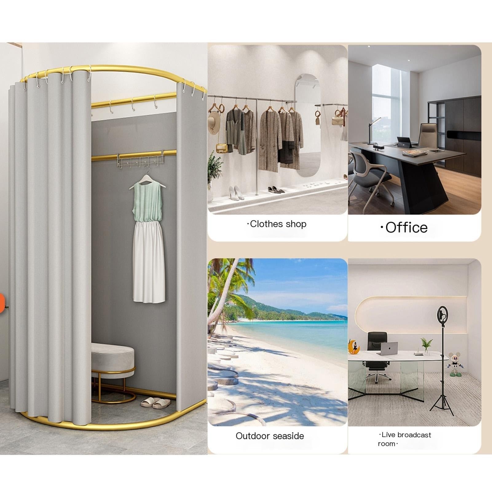 Dressing Curtain Displays2go Retail Dressing Room Kit, Semi Circle,