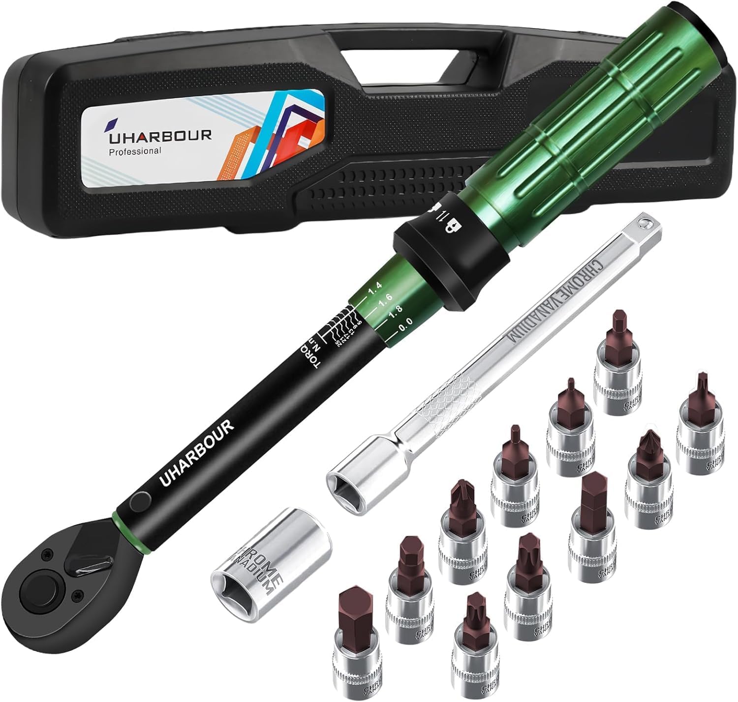 WORKPRO 1/4” Torque Wrench, 14-Piece Bike Torque Wrench Set 2-26N.m ...