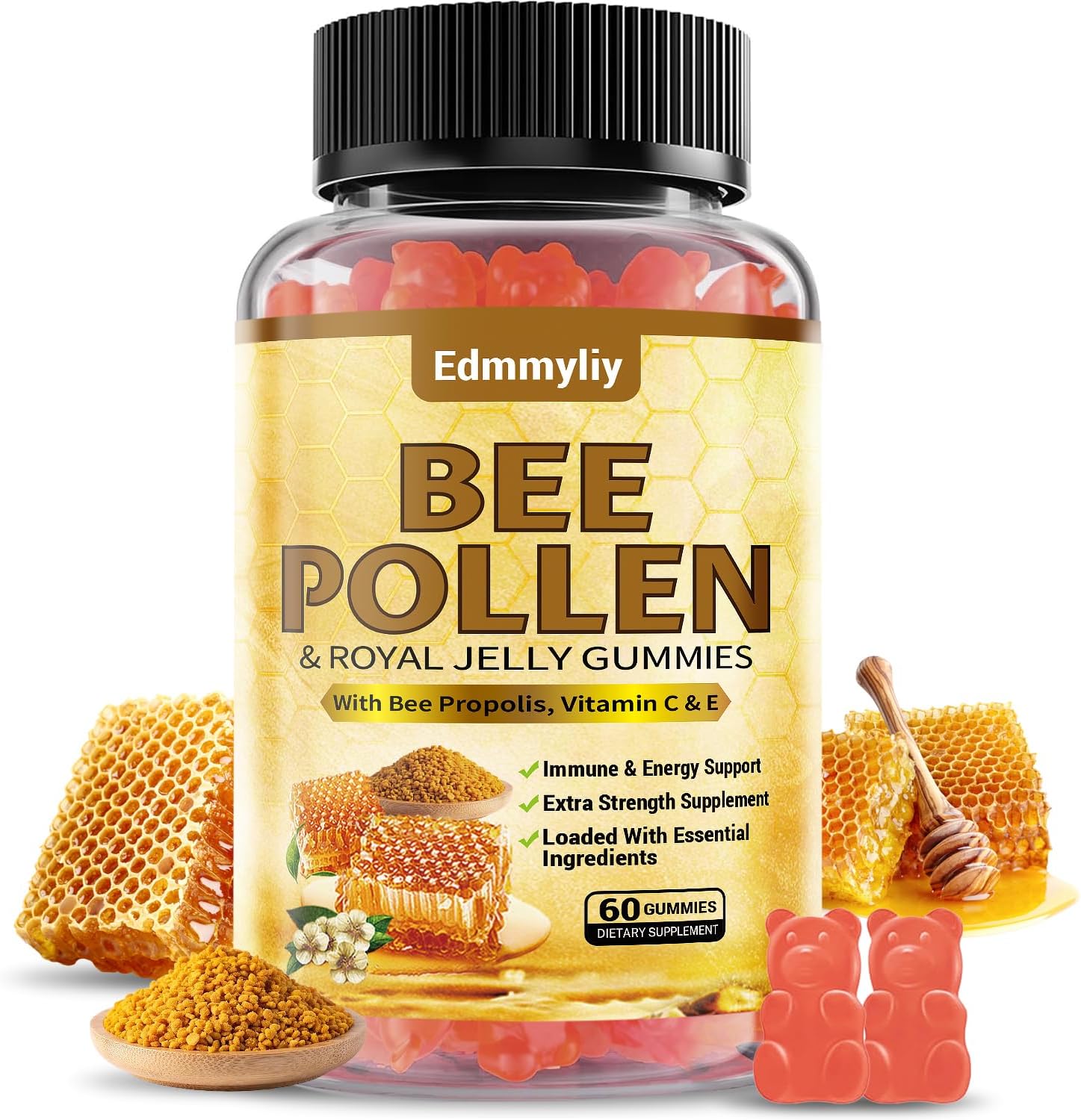 Amazon.com: Bee Pollen Organic Gummies with Royal Jelly & Bee Propolis ...