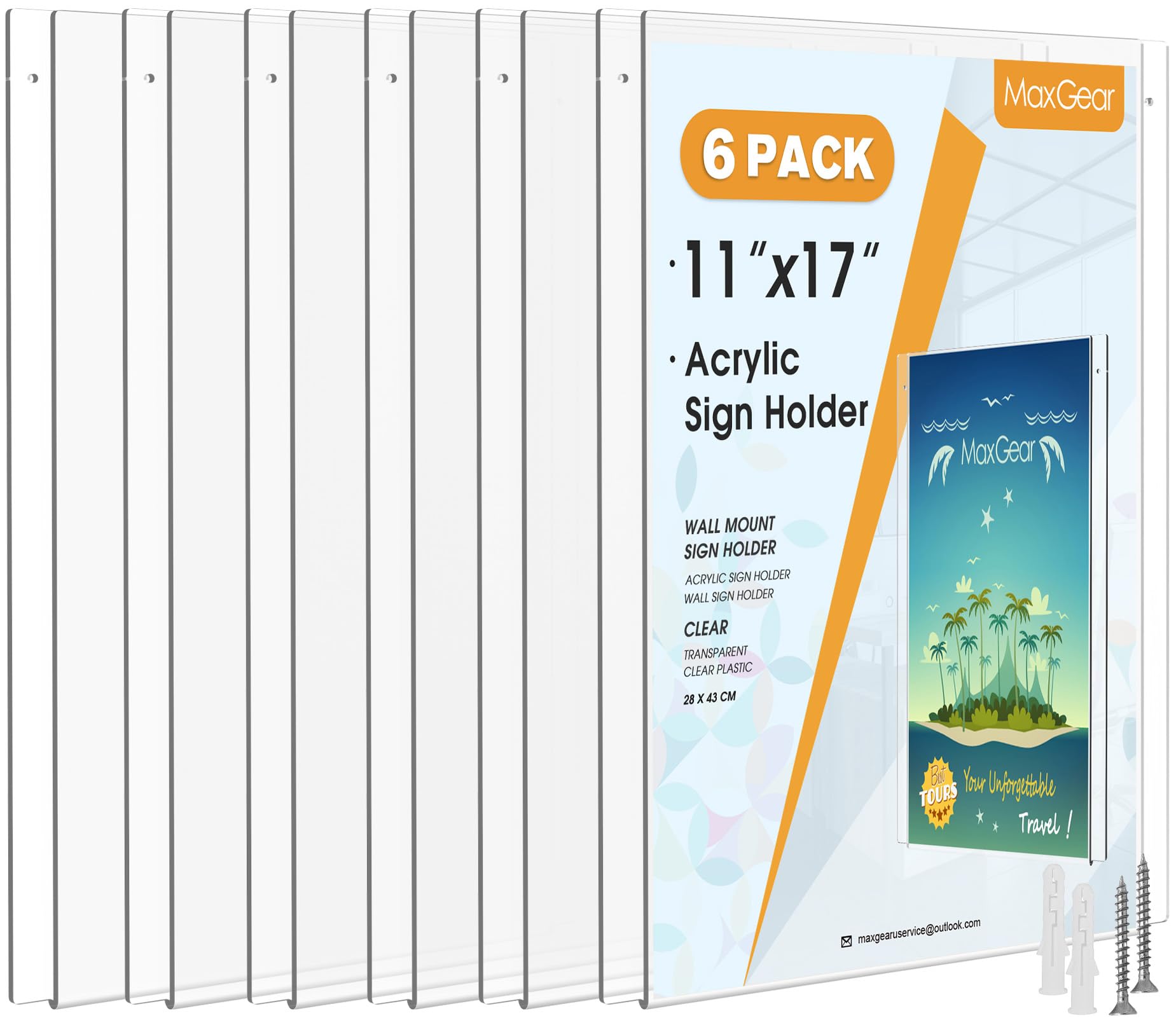 Amazon.com: MaxGear Acrylic Wall Mount Sign Holder 11x17, Clear Plastic ...