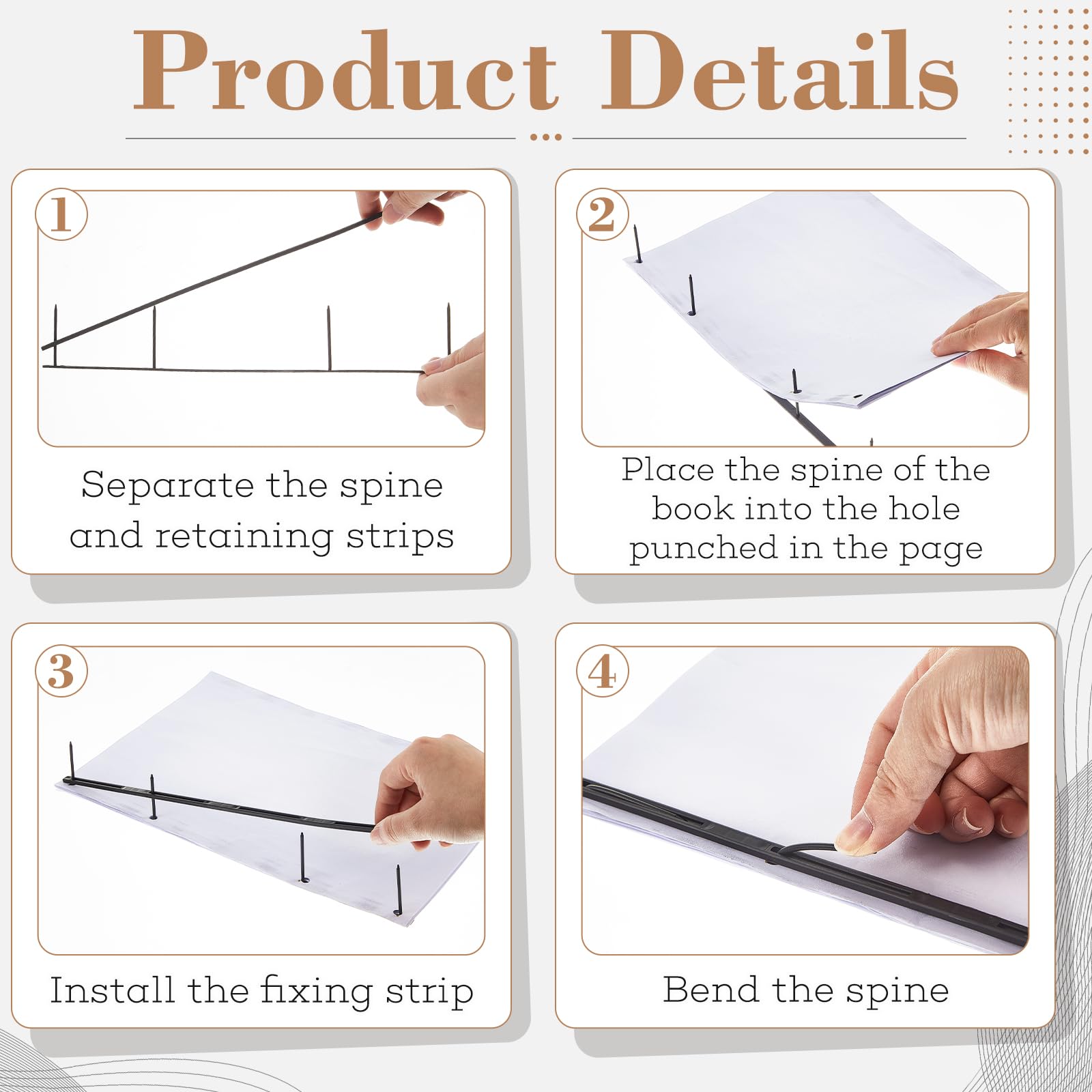 Snapklik.com : Kolldenn 50 Pcs Binding Spines Reclosable 4 Pin Spines ...