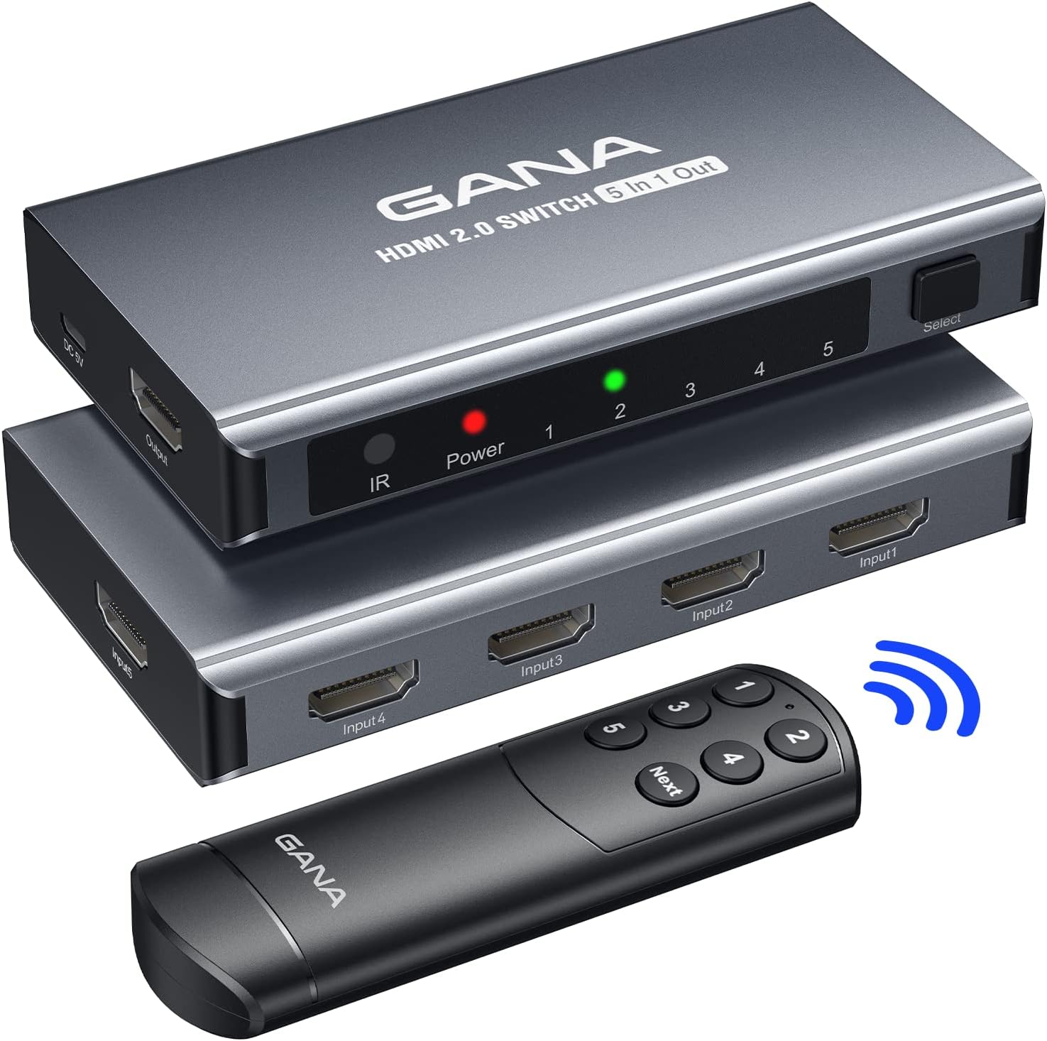 Amazon.com: HDMI Switch 5 in 1 Out 4K@60Hz, GANA HDMI Splitter Switcher ...
