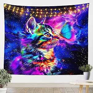 Amazon.com: Erosebridal Cute Cat Tapestry for Bedroom Aesthetic for ...