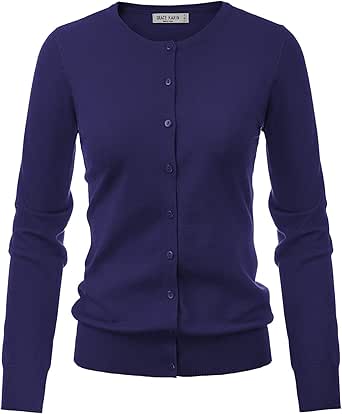 GRACE KARIN Long Sleeve Button Down Crew Neck Knit Cardigan Sweater for ...