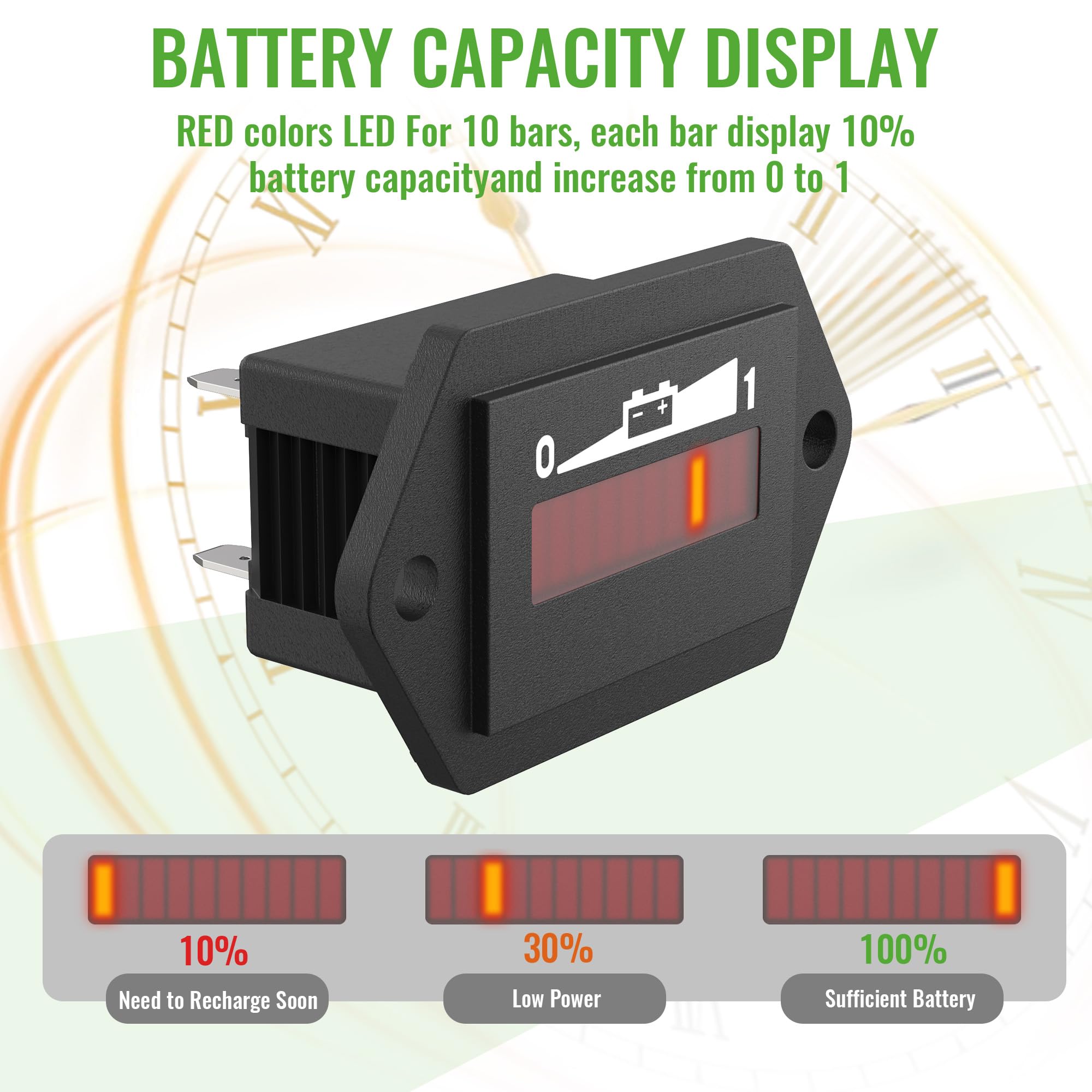 Snapklik.com : Golf Cart Battery Meter 36V, Waterproof LED Voltage ...