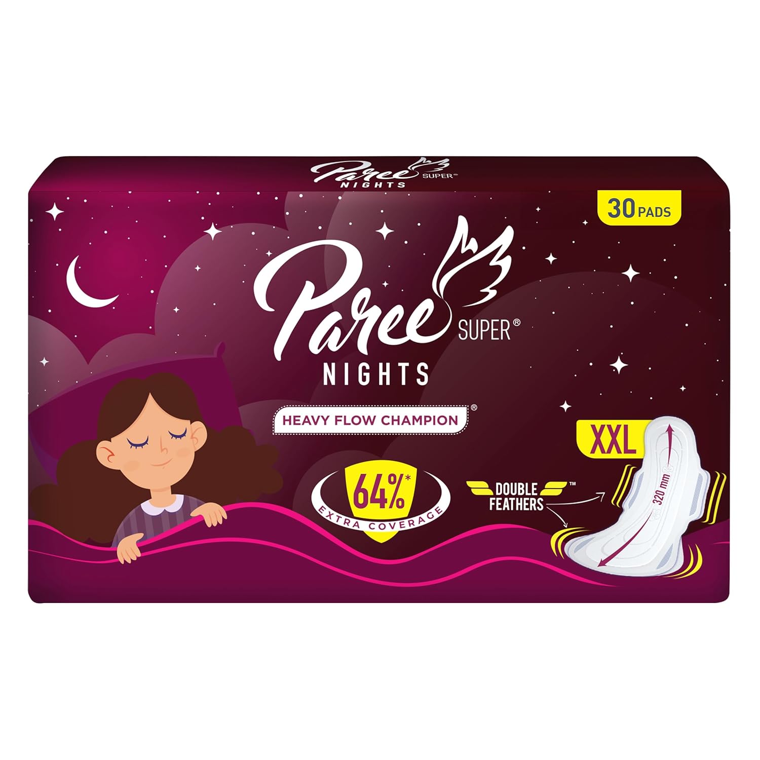 Buy Paree Super Nights Sanitary Pads for Women (Trifold) |XXL-30 Pads ...