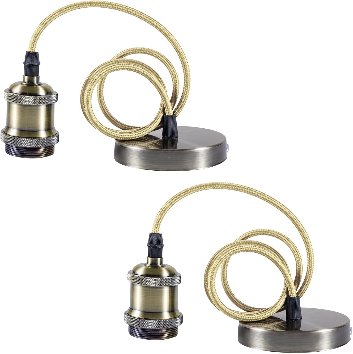 Sevenpers Ceiling Pendant Light Fitting, 2 Pack E27 Bronze Vintage ...