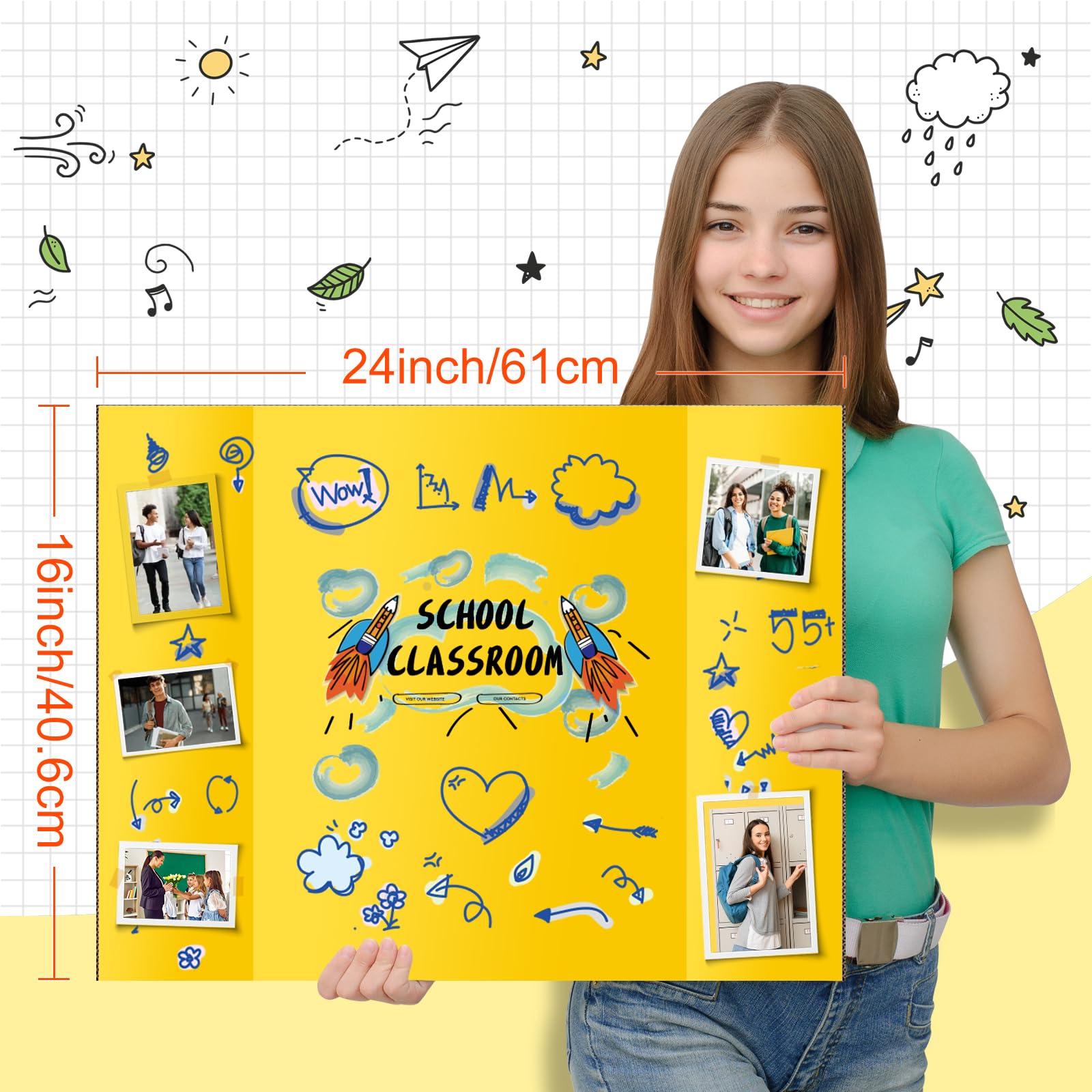 Snapklik.com : 5 Pack Trifold Poster Board, IKAYAS 24" X 16" Double ...