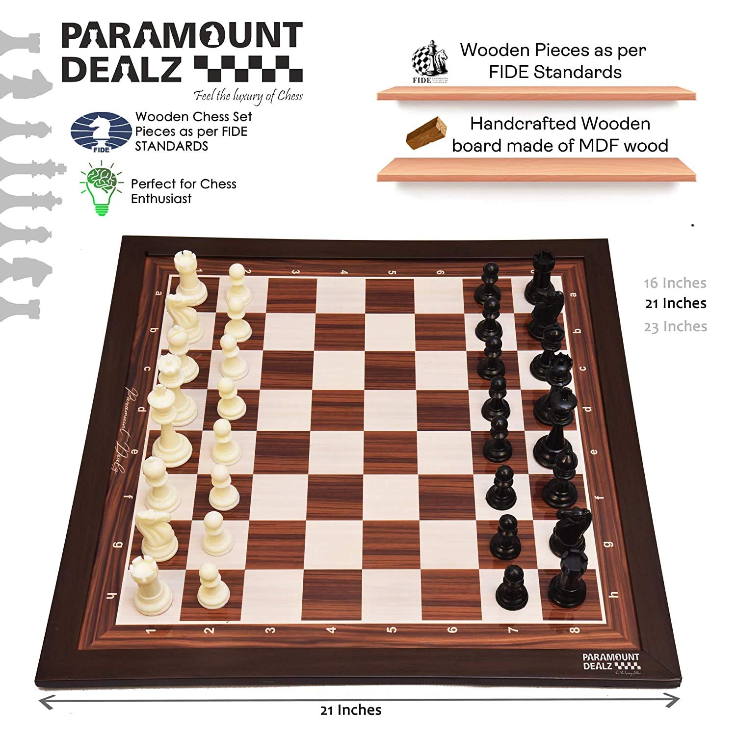 Buy Paramount Dealz Paramount 21" Wooden Laminated Chess Board with ...