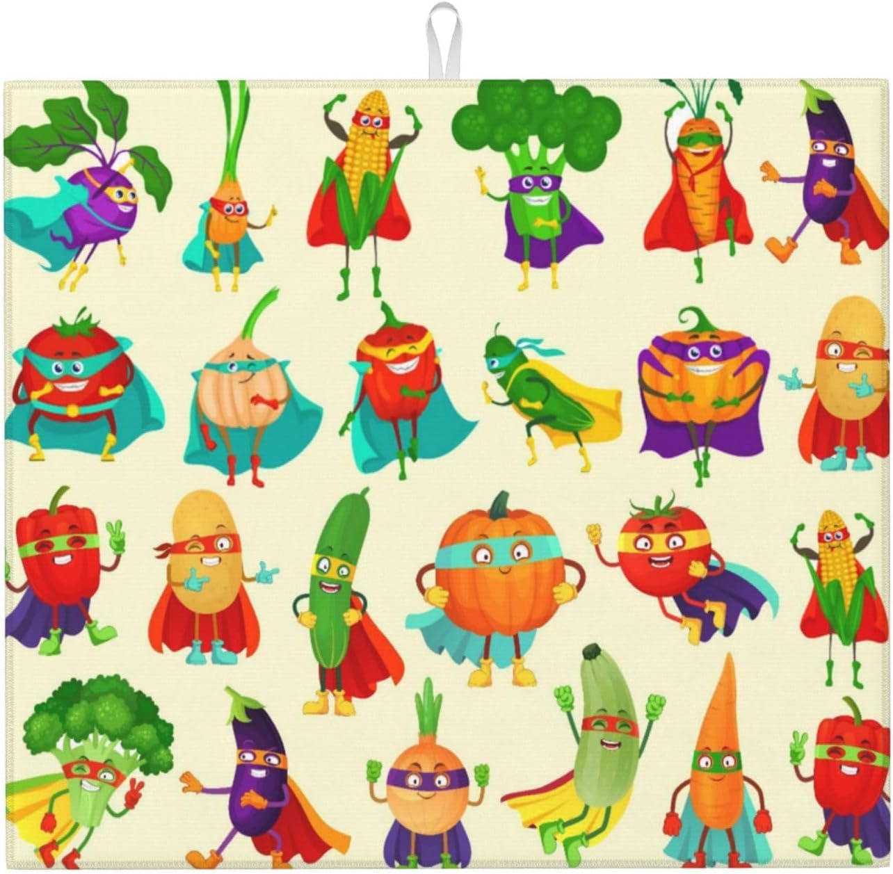 Amazon.com: Vegetable Superhero Cartoon Dish Drying Mats for Kitchen ...