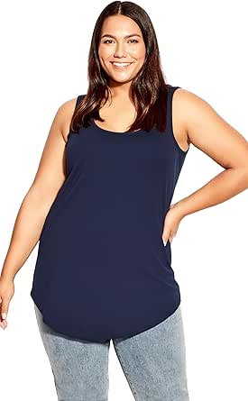 Avenue Plus Size Tank Plain ESS A in Navy, Size 14 at Amazon Women’s ...