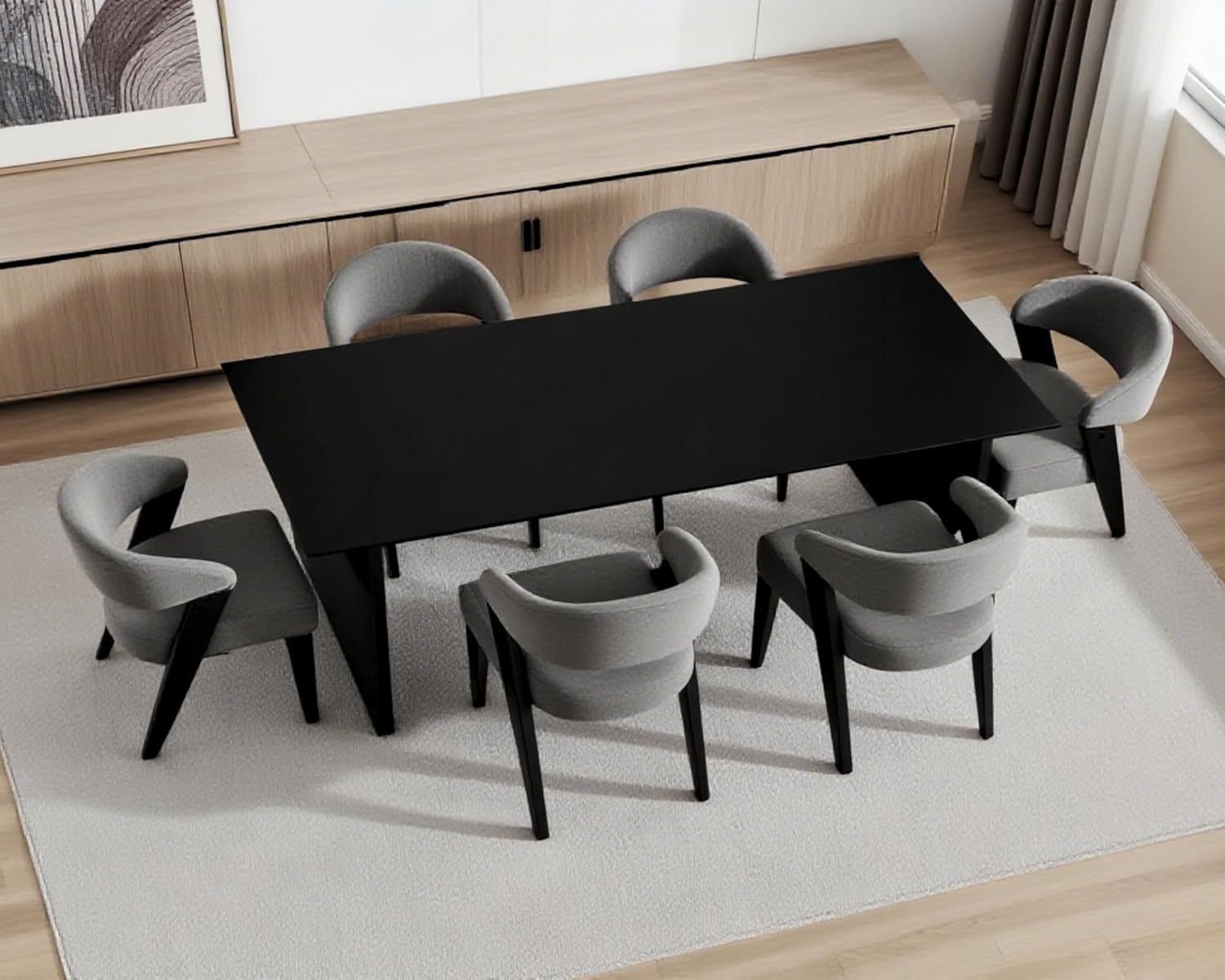 Amazon.com - RIVOVA Grey Modern Dining Chairs Set of 6 with Open Curved ...