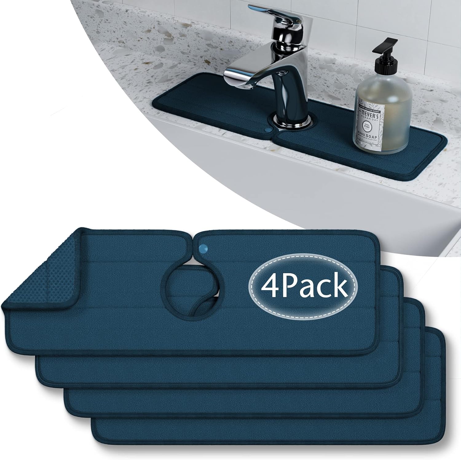 Amazon.com: Semounva 4 Pack Faucet Absorbent Mat, Washable Microfiber ...