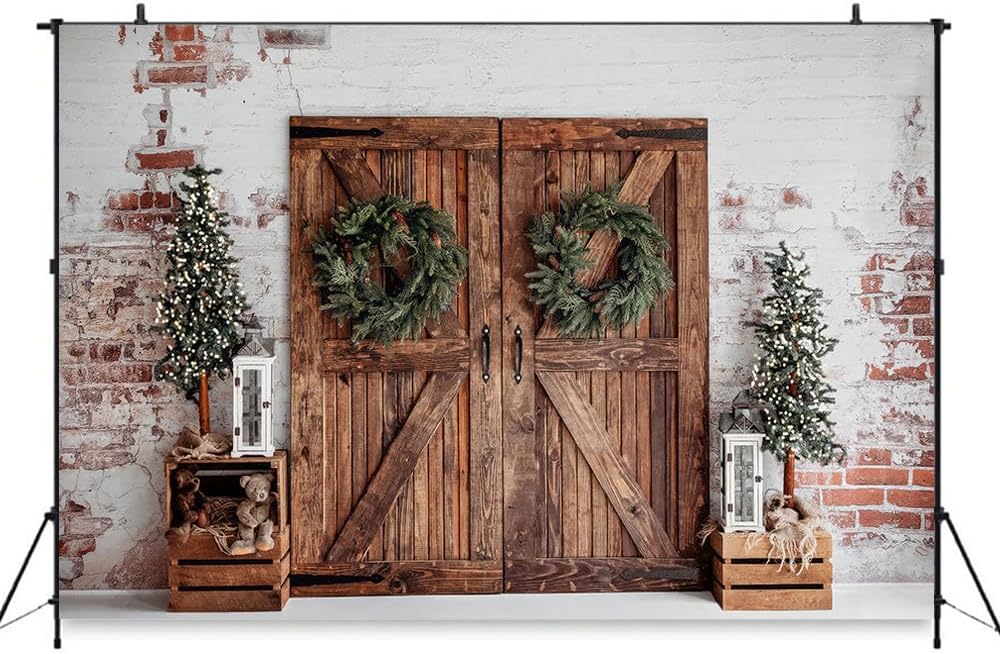 Amazon.com : Aurolisa Christmas Photo Backdrop, White Brick Wall and ...