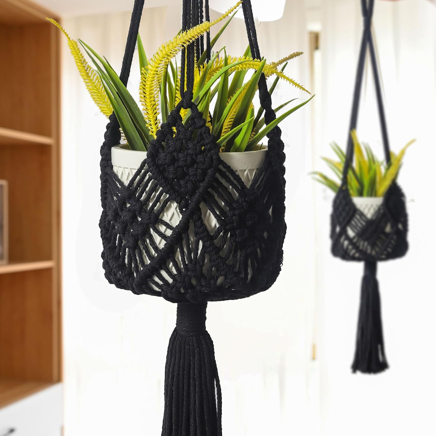 Macetero colgante con patrones, 2 paquetes de colgadores de macramé ...