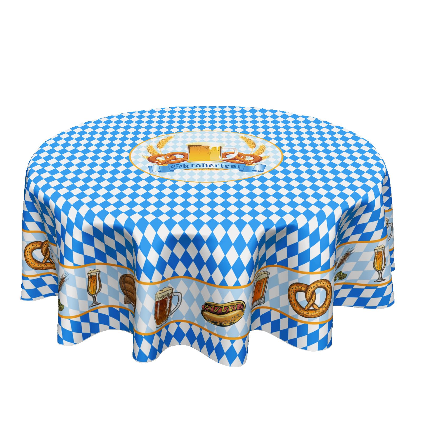 Amazon.com: aportt Oktoberfest Tablecloth Round Bravarian German Flag ...