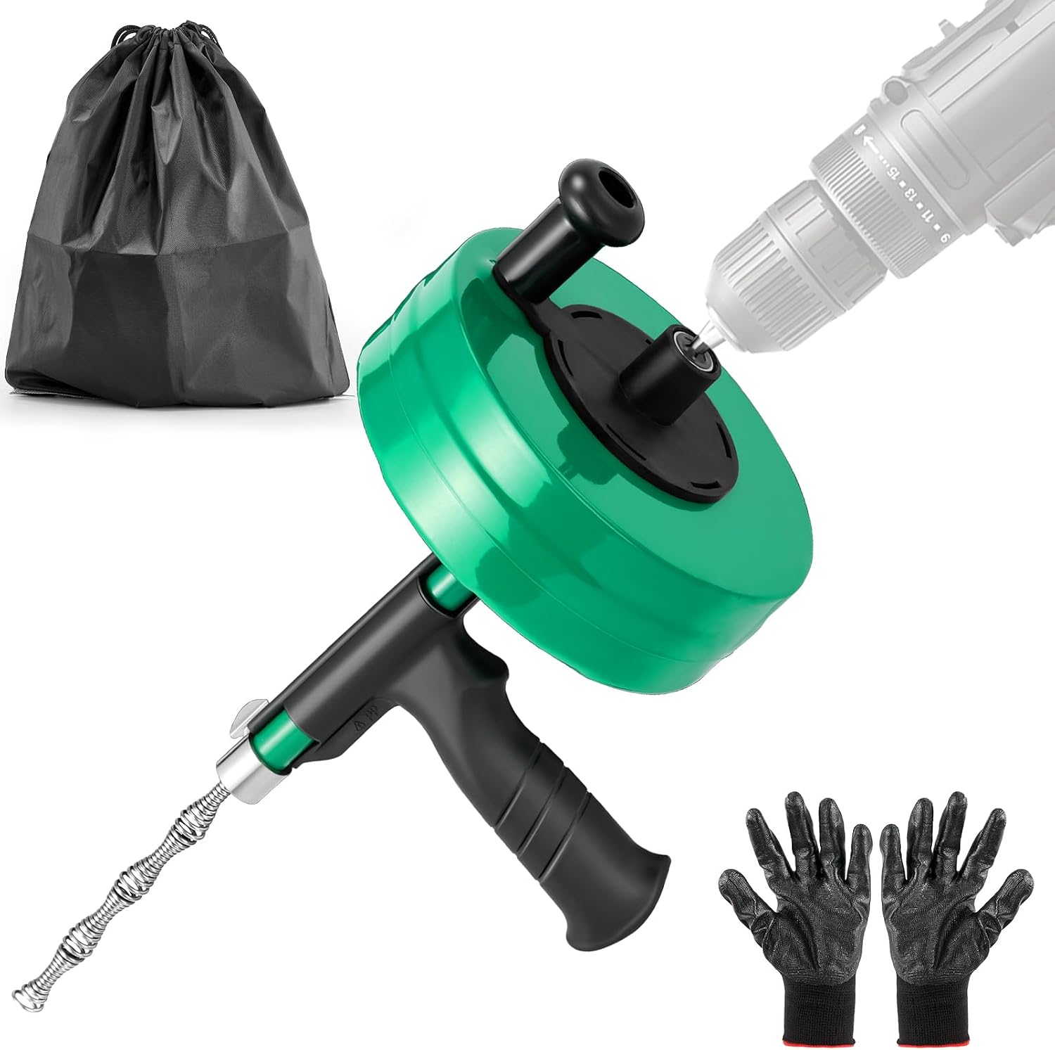 Feeloco Drain Clog Remover,50 FT Drain Snake with Drill Attachment ...