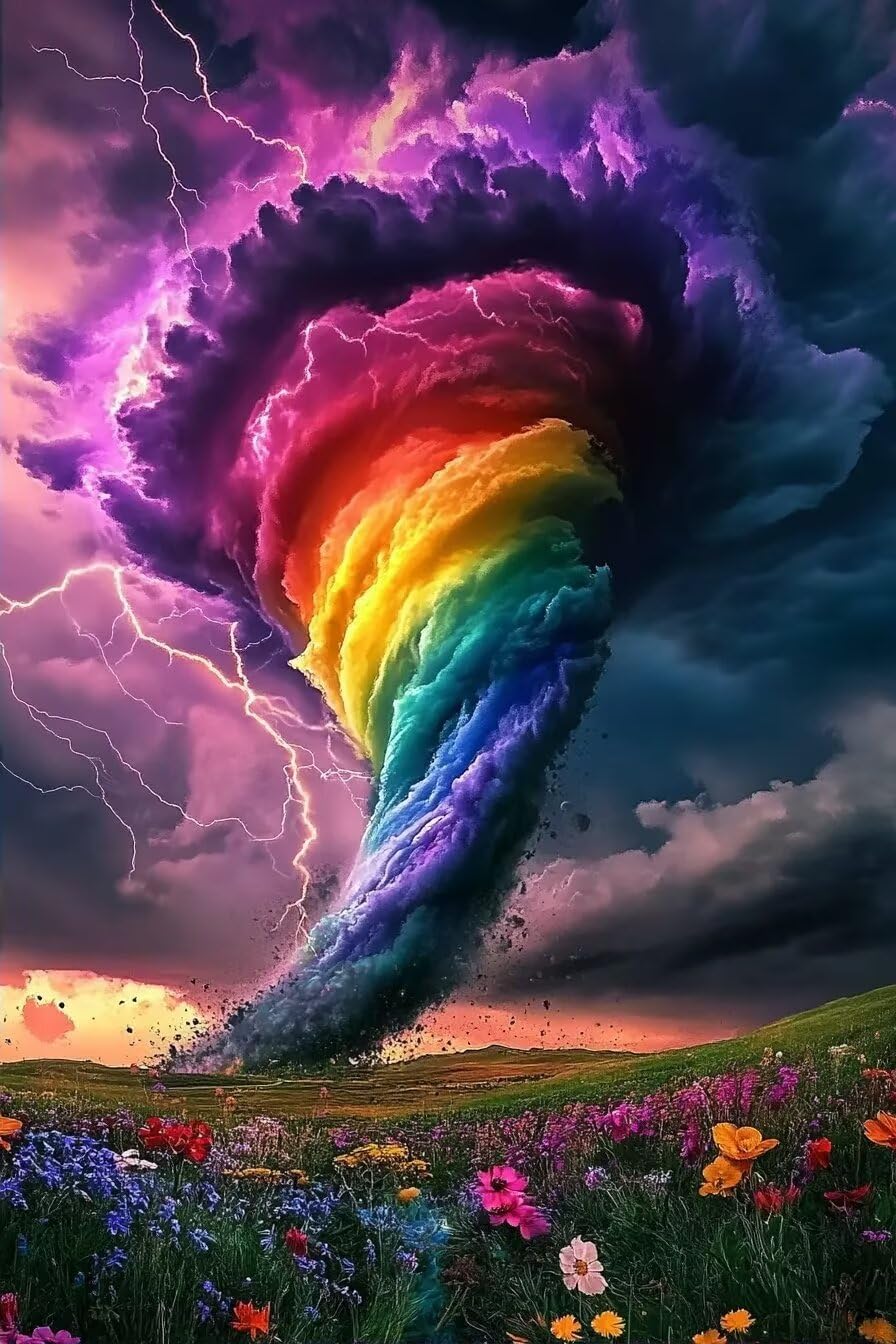 Amazon.com: Wooden Jigsaw Puzzles - Rainbow Tornadoes, 1000 Piece Colorful Artwork Jigsaw Puzzle ...