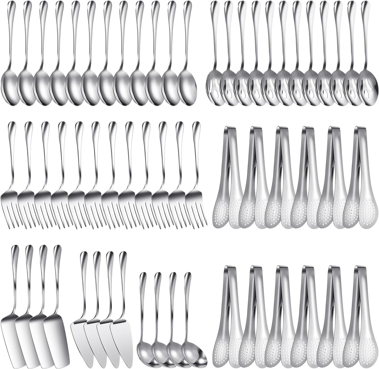 Amazon.com | Tioncy 60 Pcs Stainless Steel Serving Utensils Set for ...