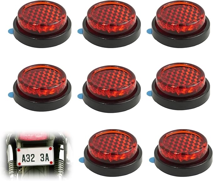 8 Pack Small Round Rear Red Reflectors, 20 mm Self Adhesive Circular ...