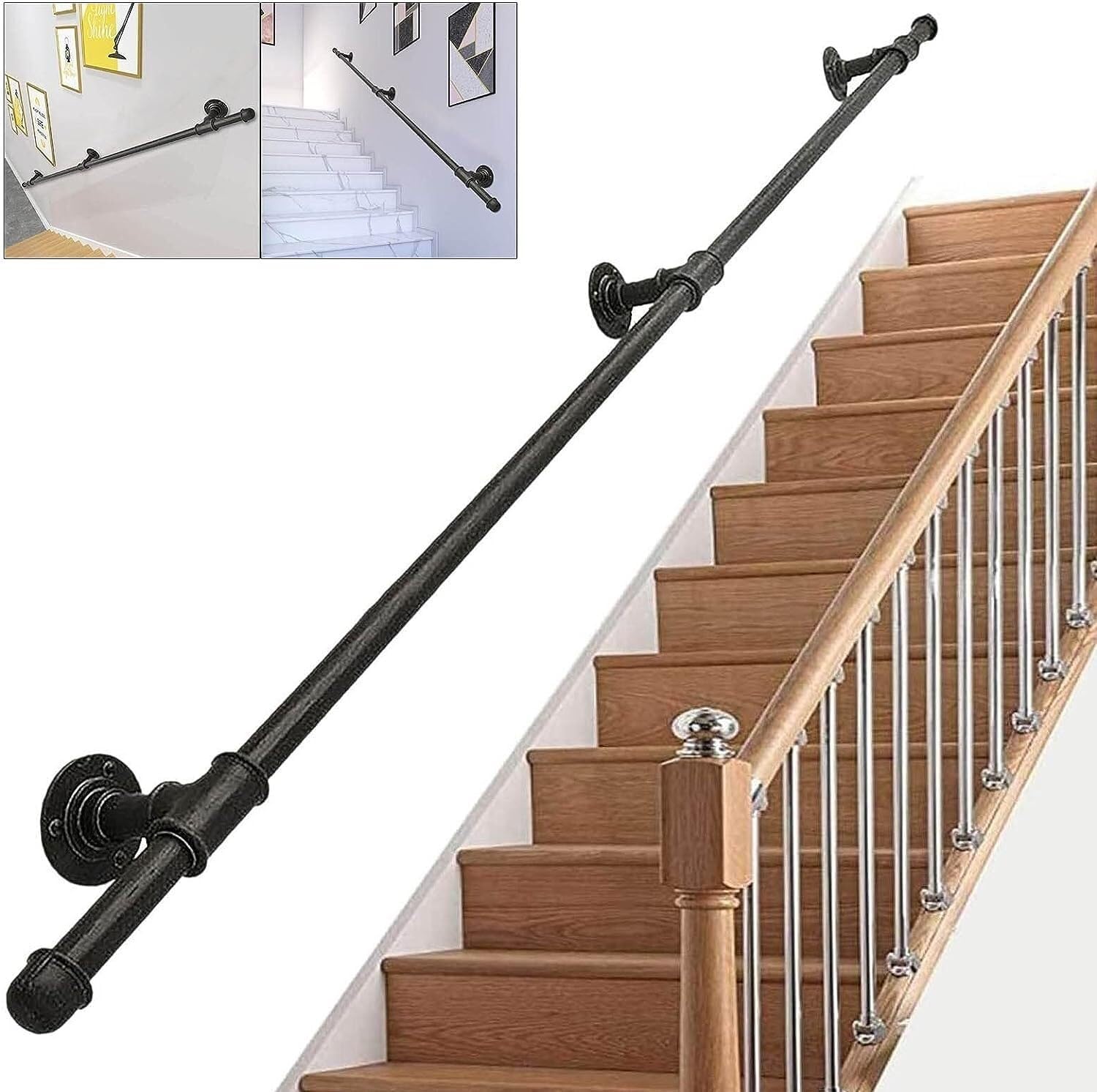 Amazon.co.jp: LWX handrail stair handrail complete set black dodo gold ...