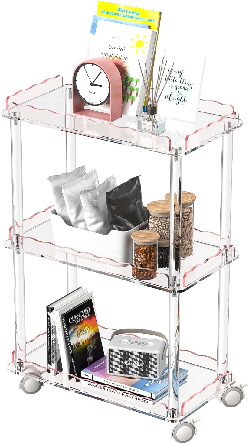 Amazon.com: AQUIVER Acrylic Slim Storage Cart - 3 Tiers Narrow Rolling ...