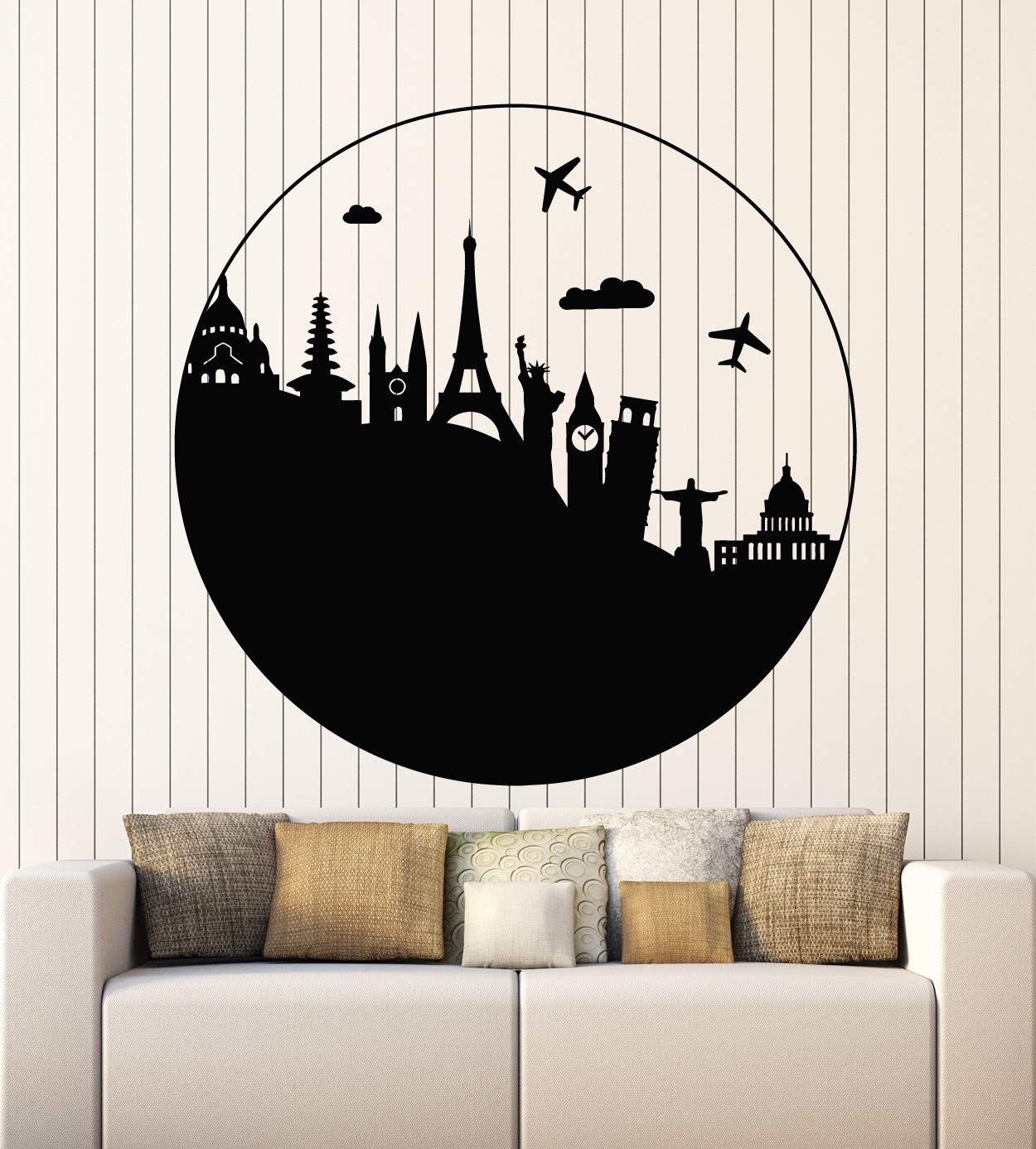 Amazon.com: Vinyl Wall Decal Time To Travel Europe Attractions World ...