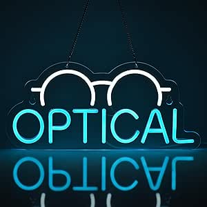 JOMOBUTY Optical Neon Sign for Wall Decor LED Light up Sign Eyeglass ...
