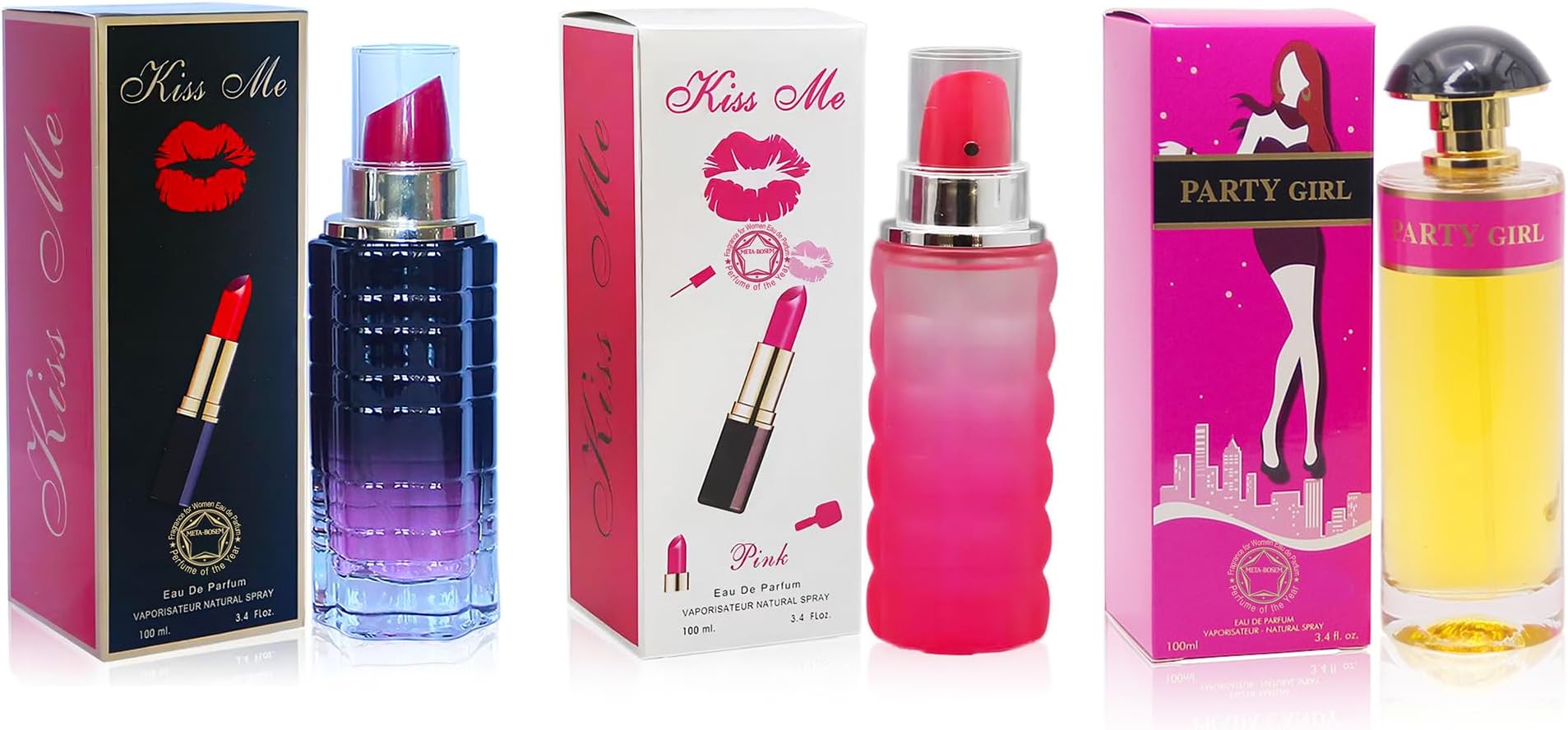 Amazon.com : META-BOSEM Fragrance for Women (Pink Me+Pink Me Kiss+Party ...