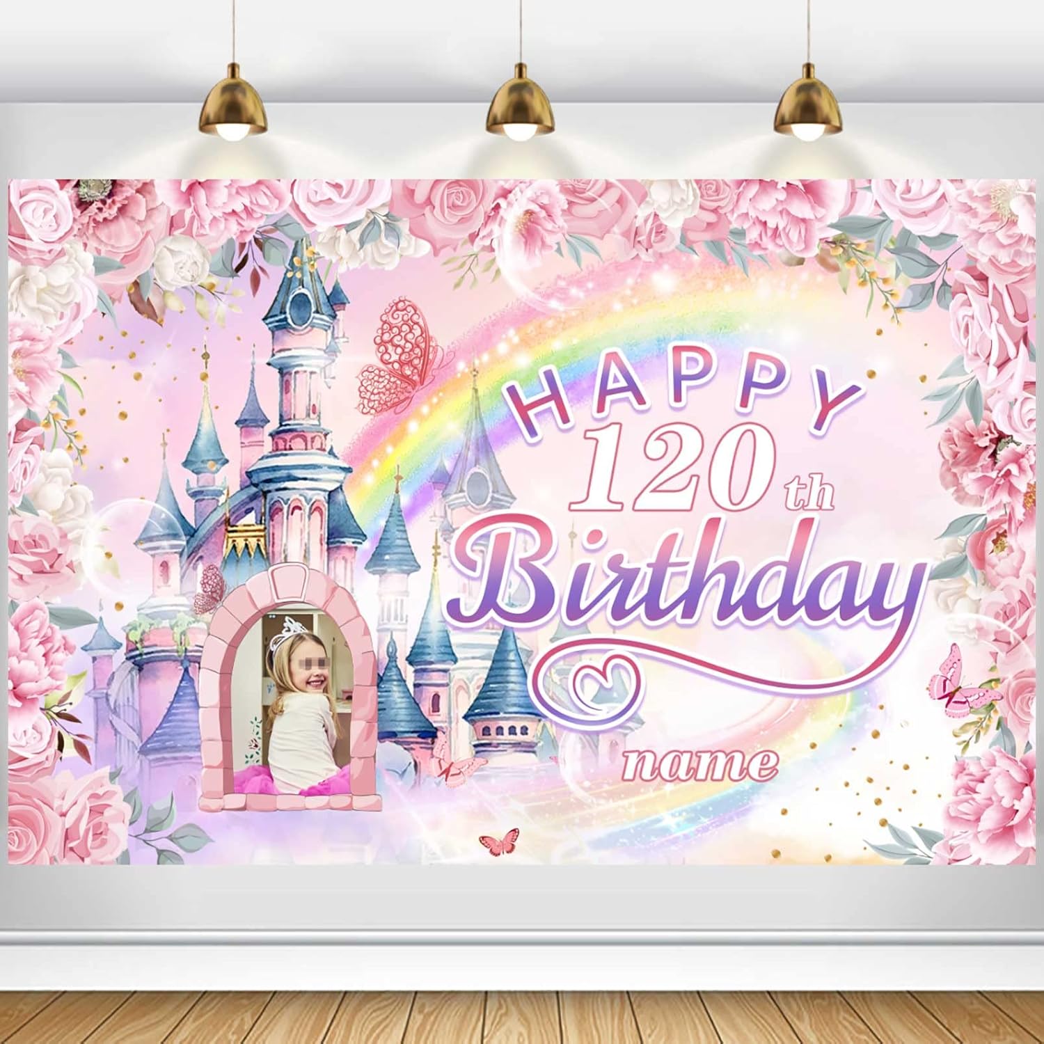 Amazon.com: Custom Castle and Princess Theme 120th Birthday Decorations Banner - Personalized ...
