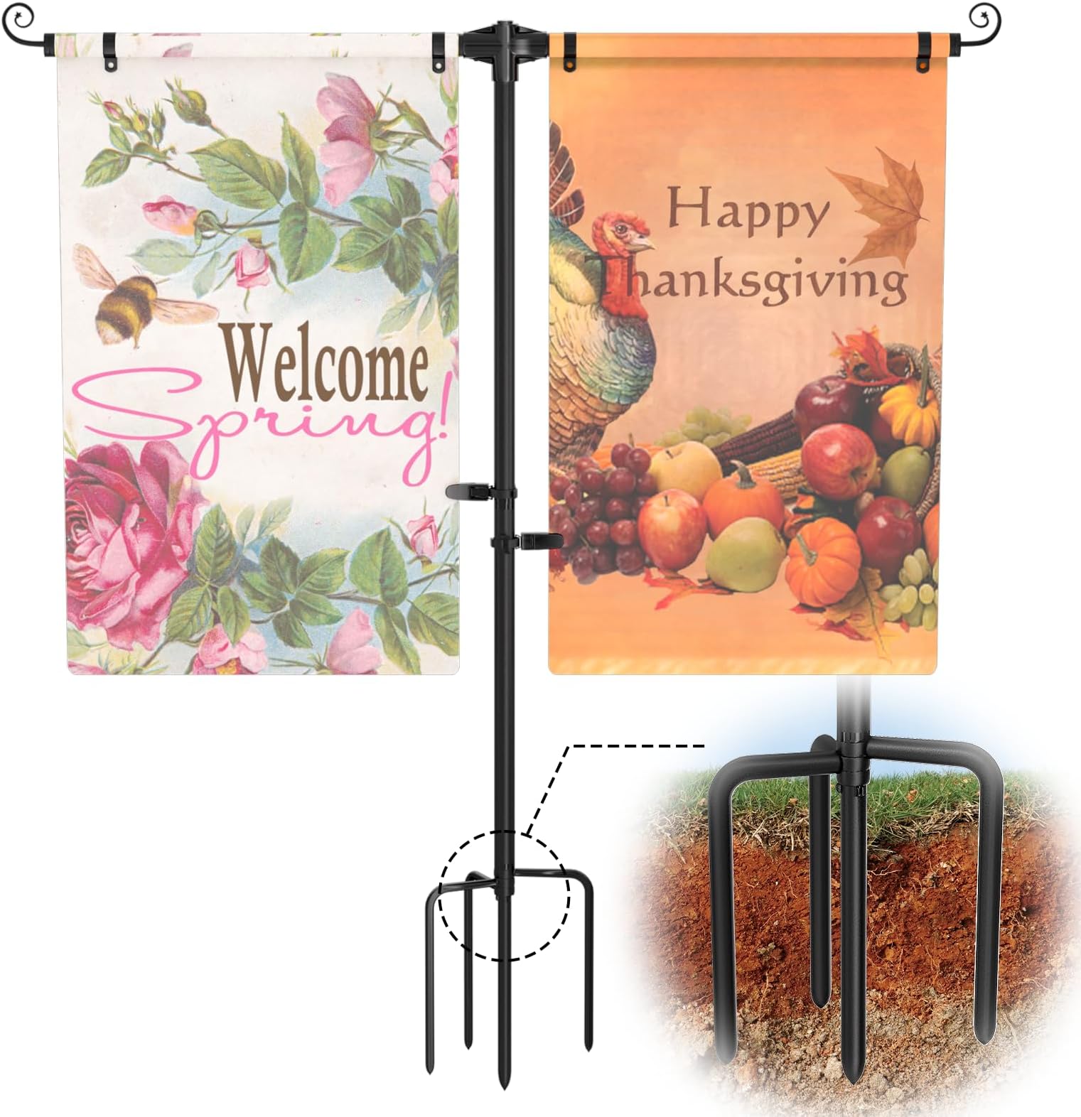 Amazon.com : Garden Flag Holder Stand-4 Pack Garden Flag Pole 13.5 ...