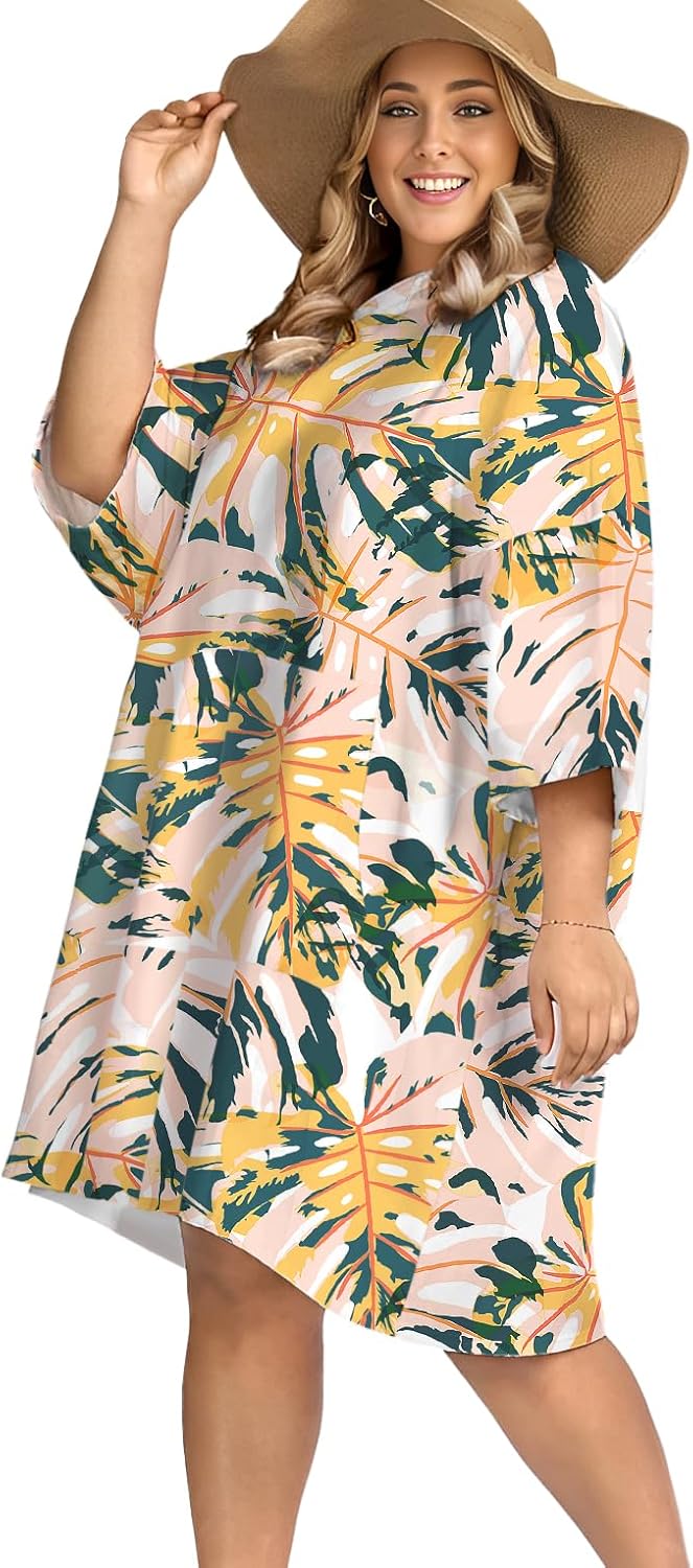 KFUBUO Surf Poncho Changing Towel Swim Robe with Pocket Plus Size Terry ...
