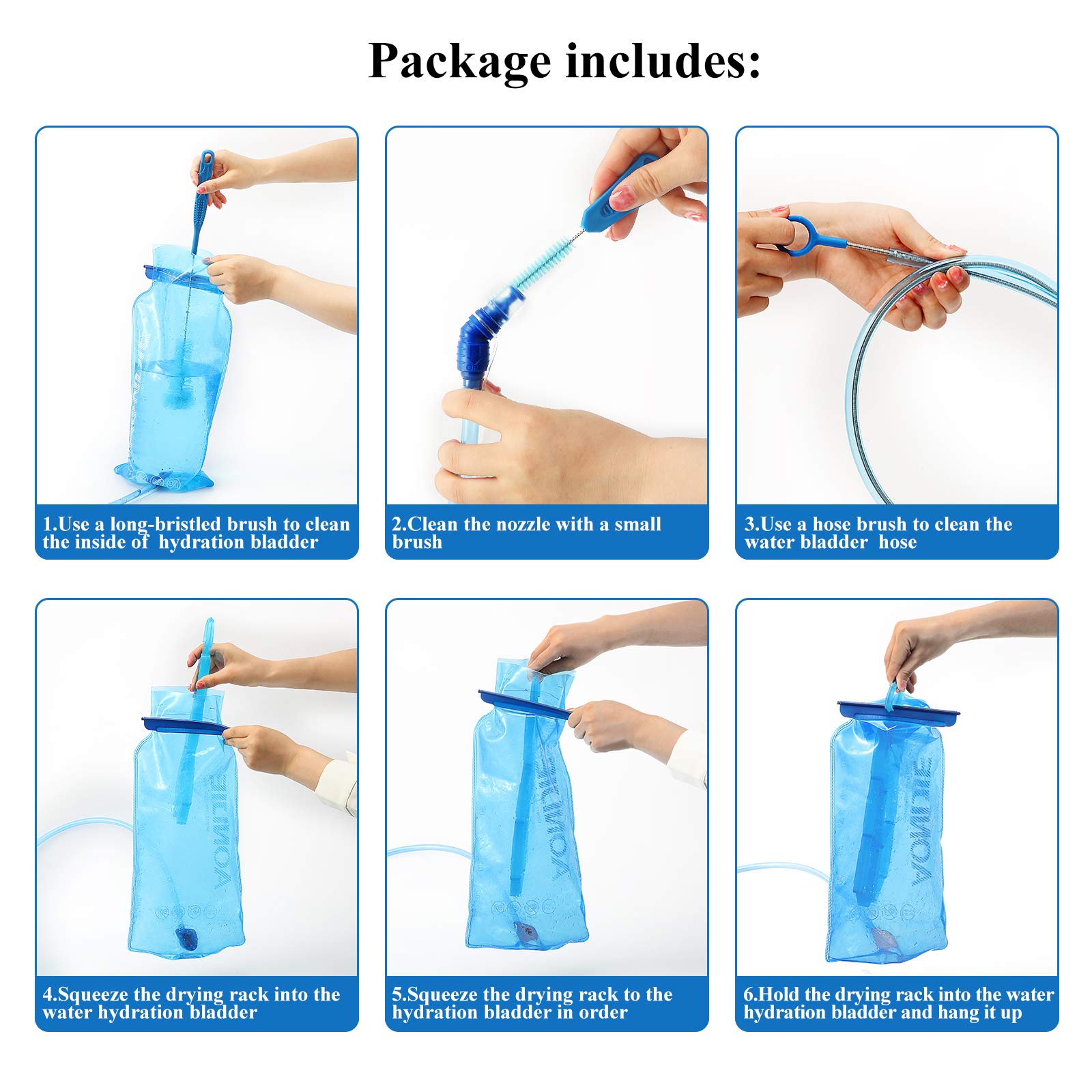 Snapklik.com : 2 Packs Hydration Bladder Cleaning Kit, 8 In 1 Water ...