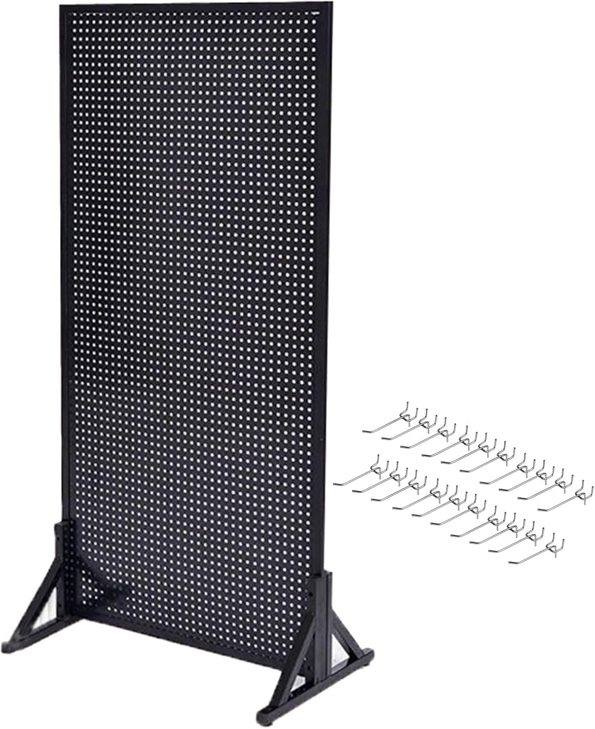 Double-Sided Floor-Standing Metal Pegboard Display Stand with 20 Hooks ...
