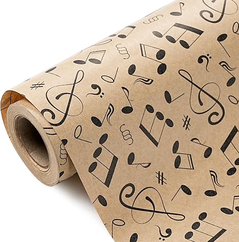 Amazon.com: WRAPAHOLIC Kraft Music Notes Wrapping Paper Roll - Mini ...