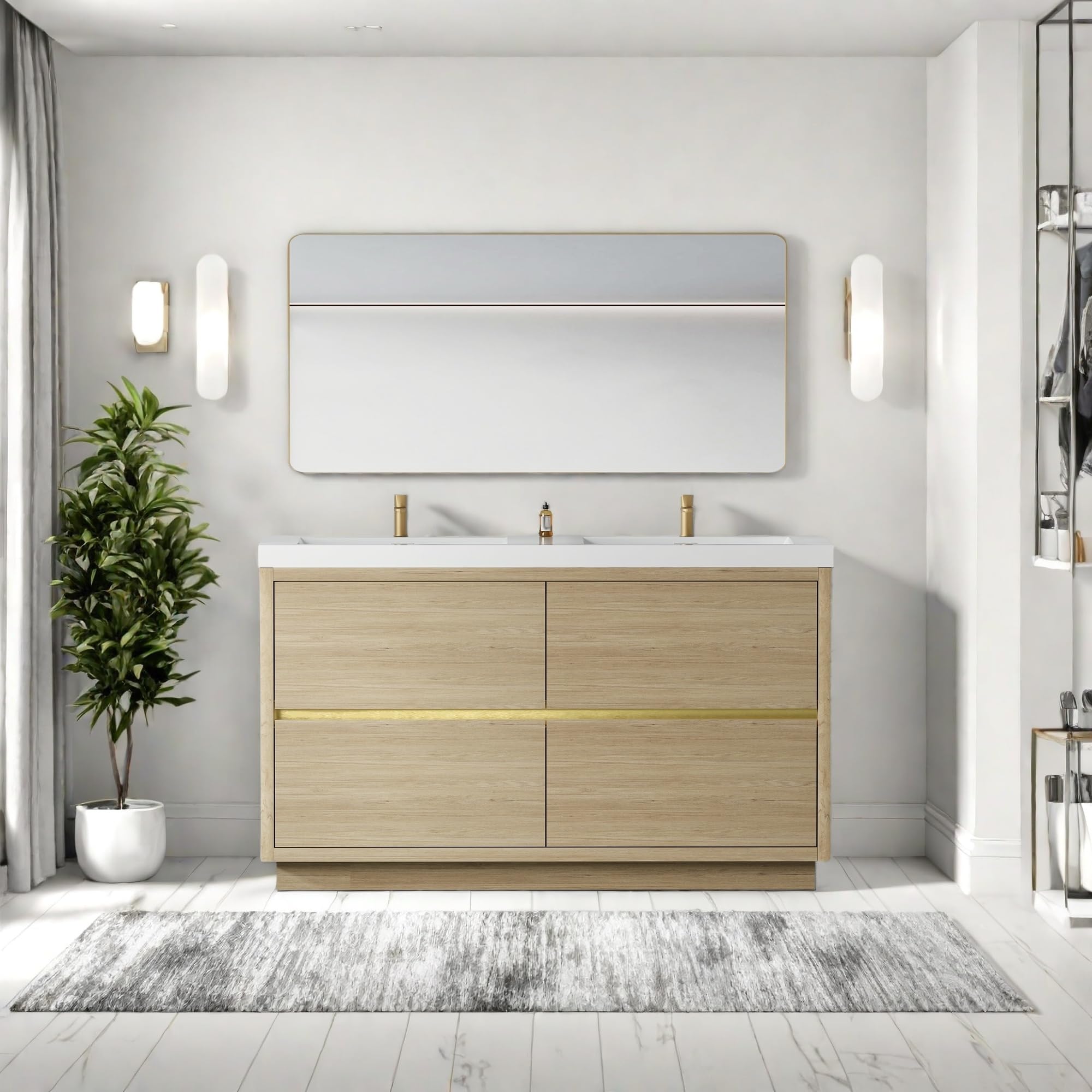 Amazon.com: ChicFurnit Bathroom Vanity, 60 Inch Freestanding Bathroom ...