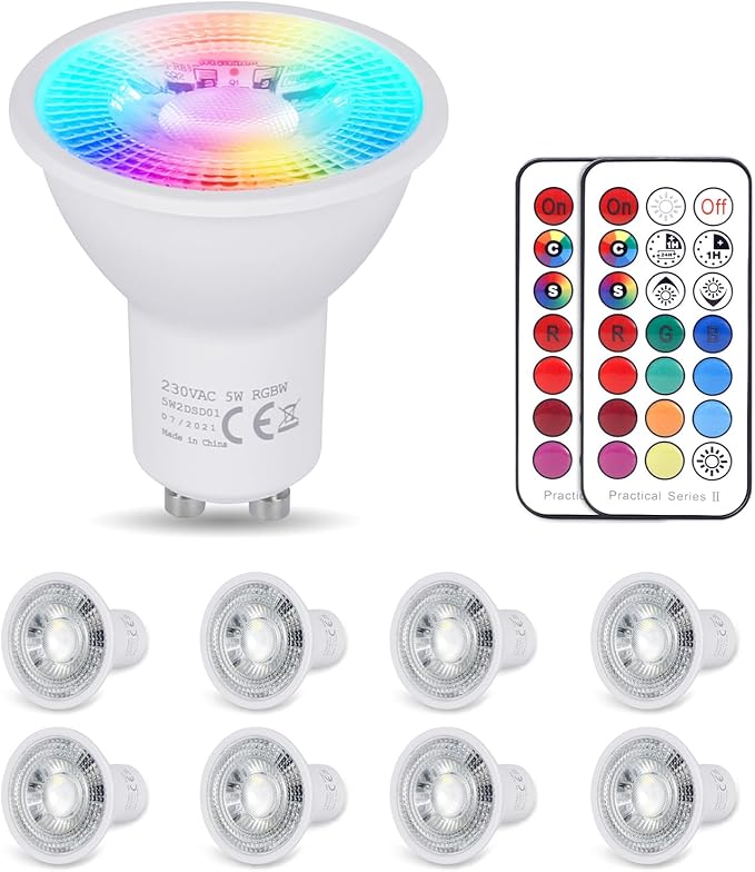 YAYZA! GU10 Colour Changing Bulbs 5W, Dimmable GU10 RGB LED Spotlights ...