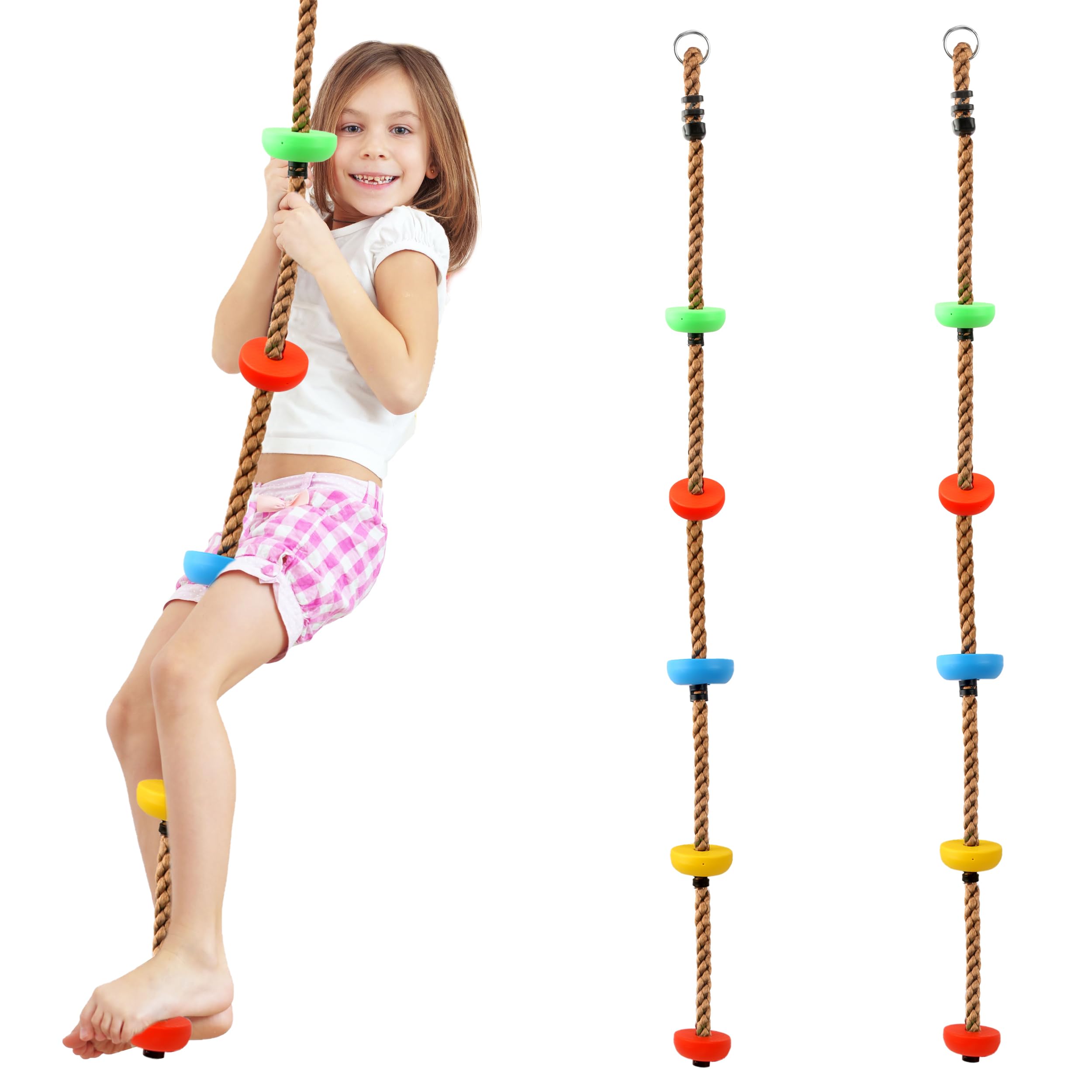 Rcanedny 2 Pcs Tree Swing Climbing Rope with Plastic Platforms Swing ...