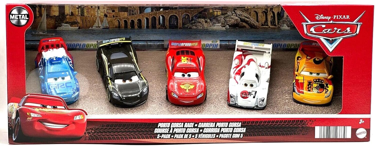 Amazon.com: Disney Cars Toys Diecast Porto Corsa Race 5-Pack with ...