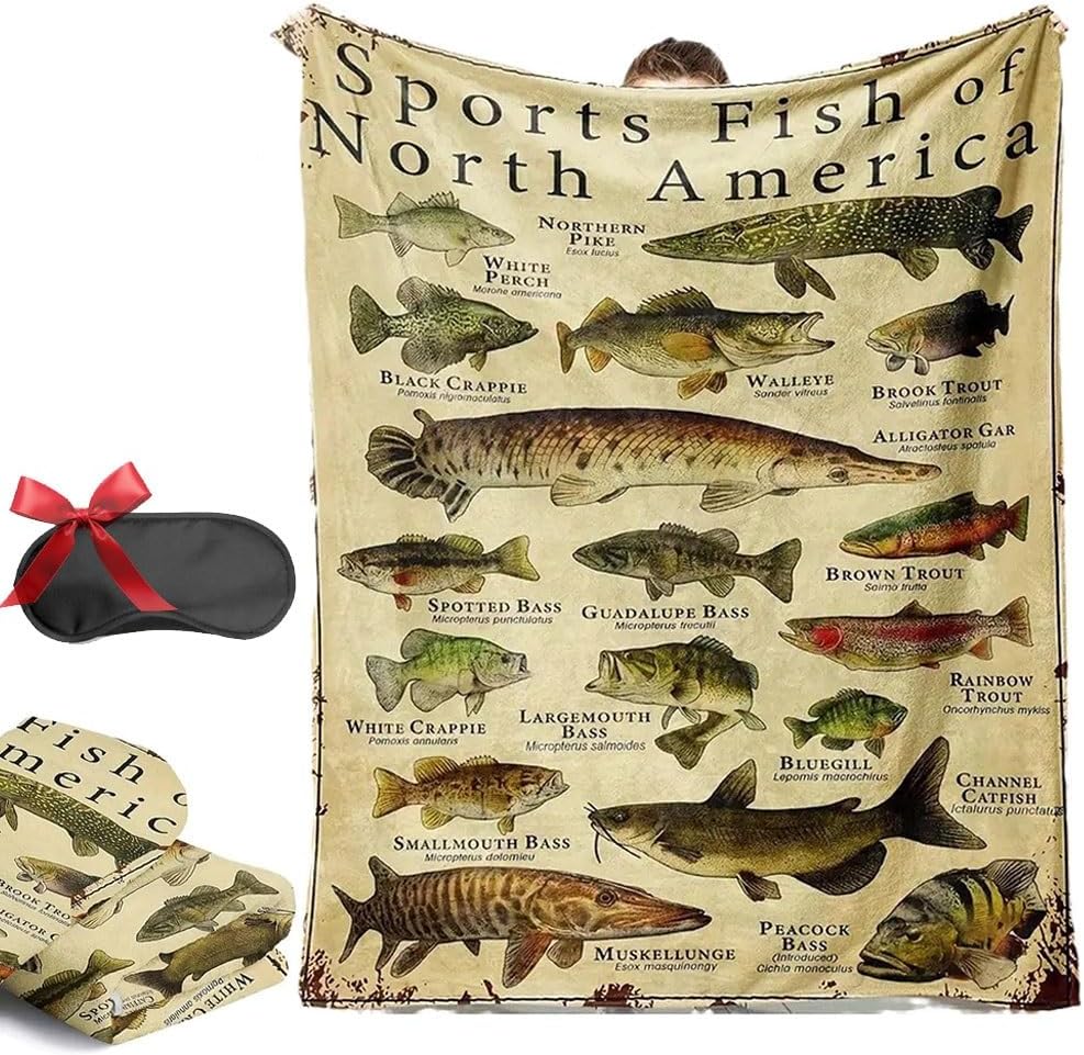 Amazon.com: Fishing Blanket, Fishing Enthusiast Blanket Gift, Sports ...