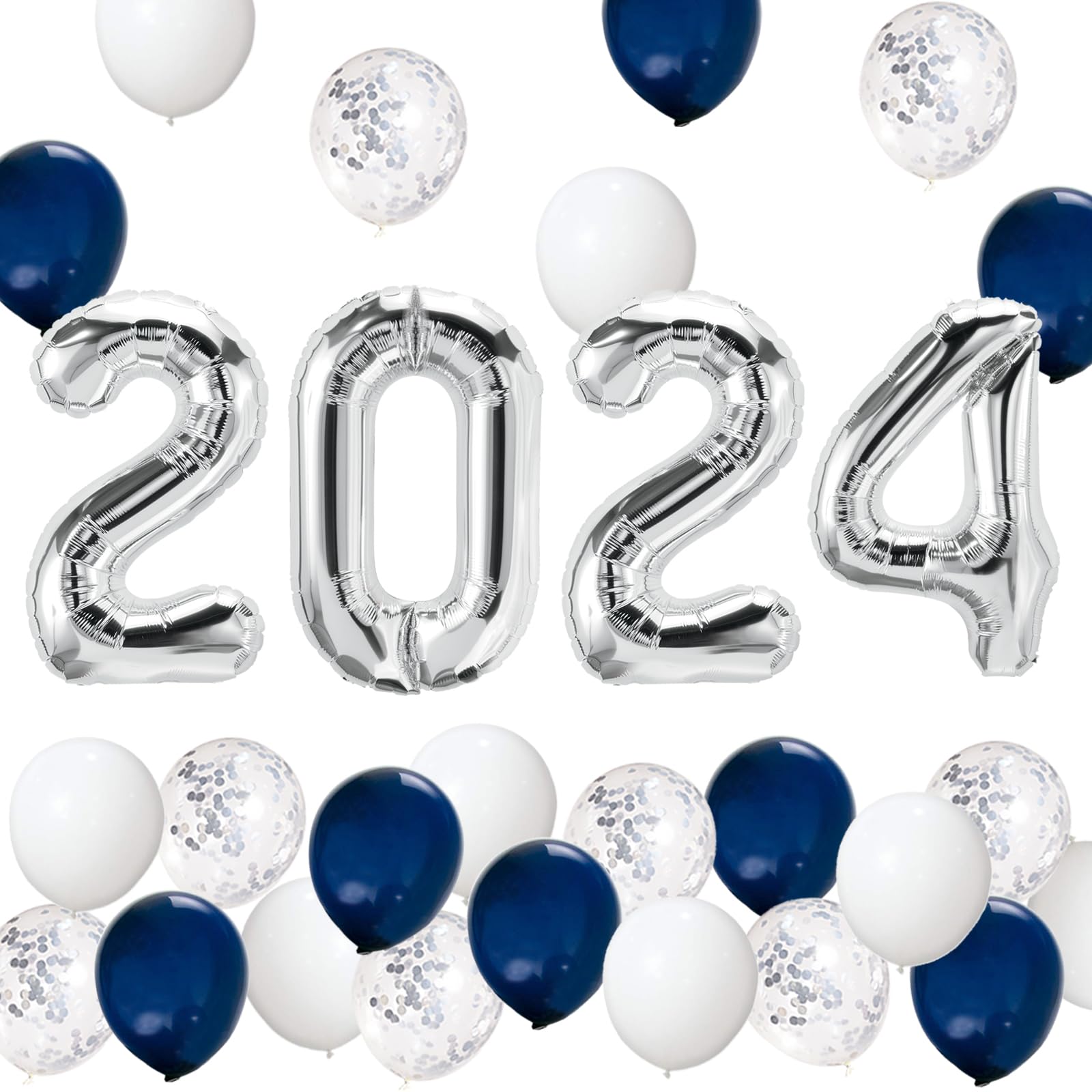 Graduation Party Supplies 2024 Decorations Kit, Silver 2024 Balloons ...