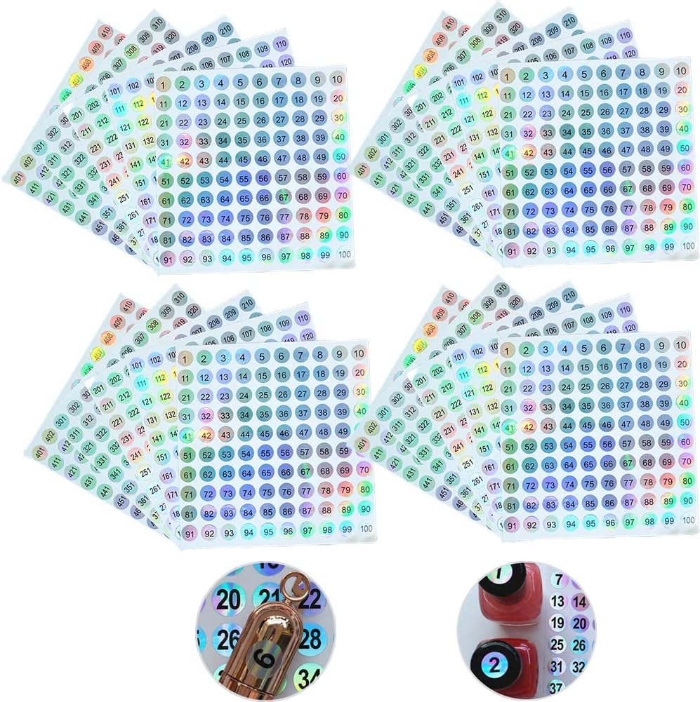 Amazon.com : 1-500 Round Number Stickers Labels 15 Sets 7500 Self ...