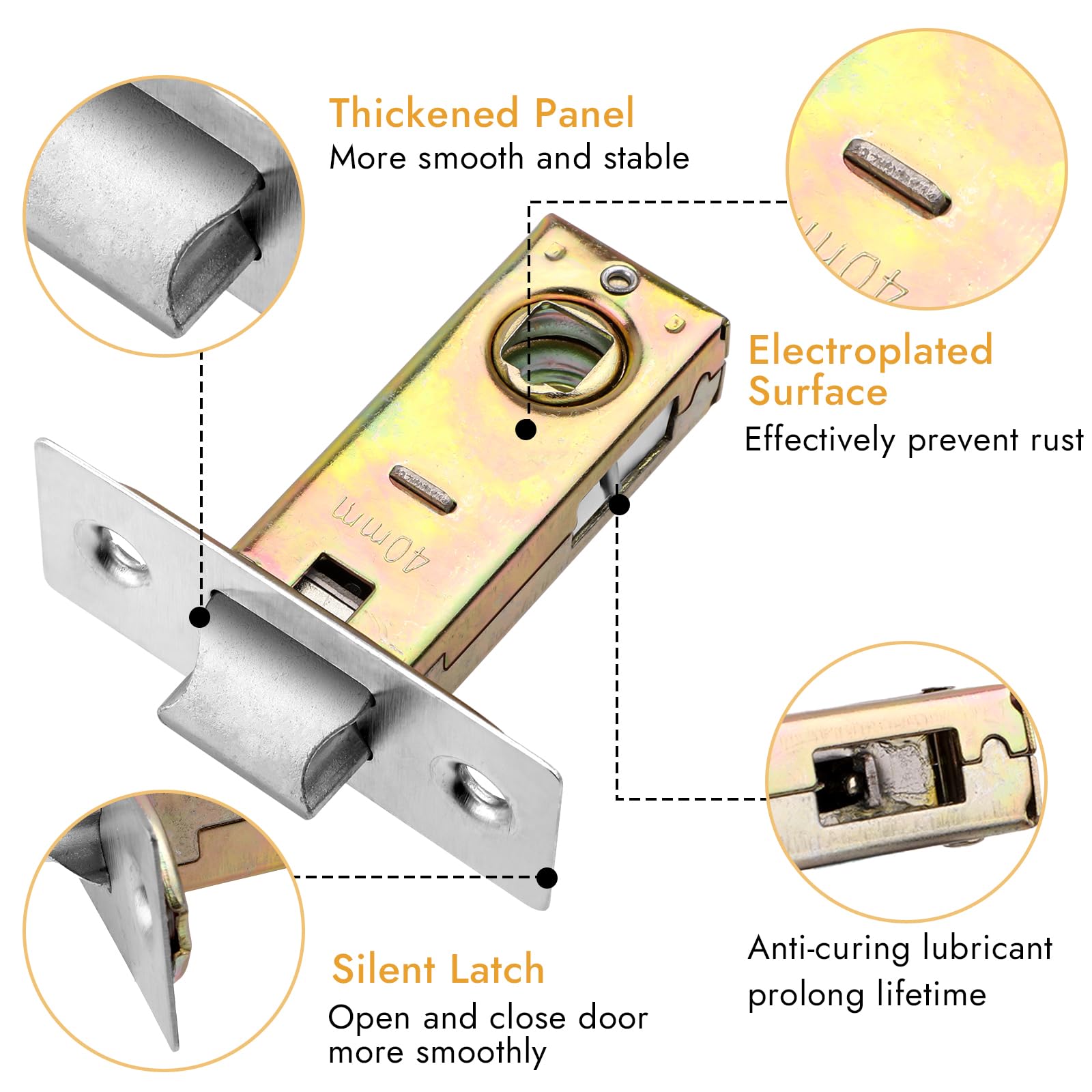 Deepton 4 Set Tubular Latch, 45mm Door Latches, Internal Door Locks ...