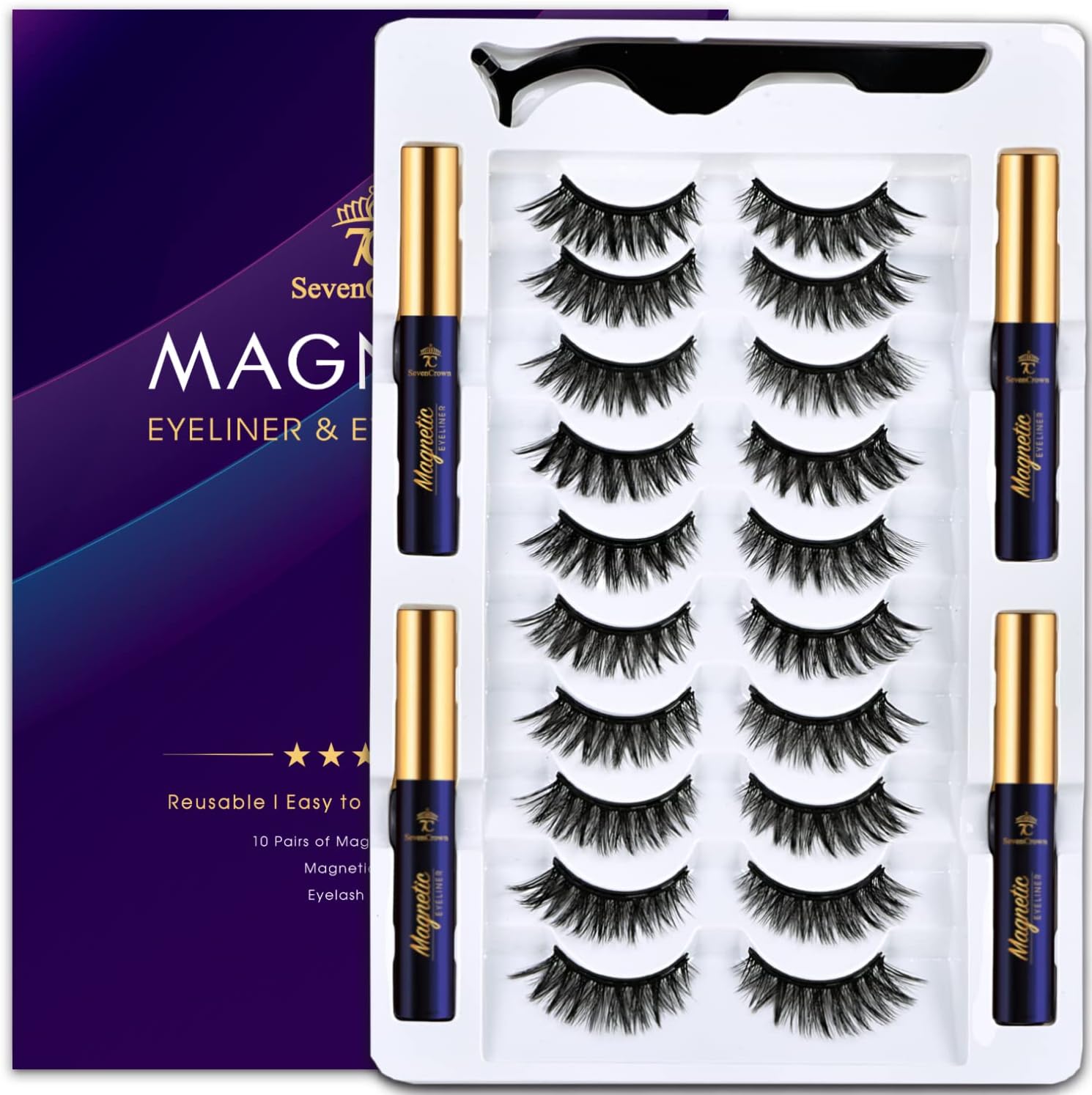 Amazon.com: 7C SEVENCROWN Magnetic Eyelashes Magnetic Lashes with ...