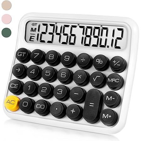 GUDTEKE White Calculator 12 Digit Large LCD Display Office Calculator ...