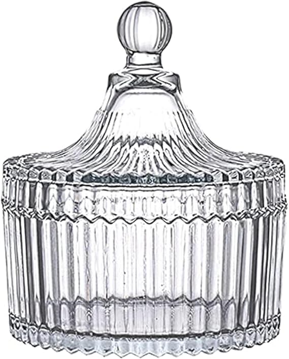 Amazon.com | FTOF Glass Candy Storage Box Clear Sugar Dish With Lid ...