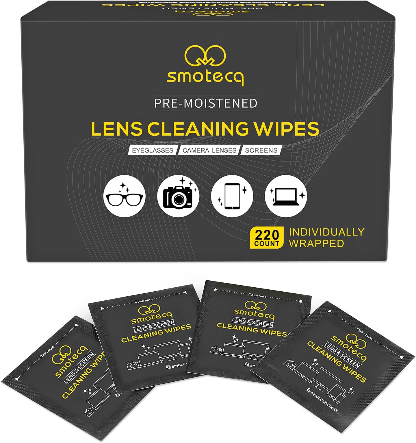 Amazon.com: Lens Cleaning Wipes 220 Count, Pre-Moistened and ...