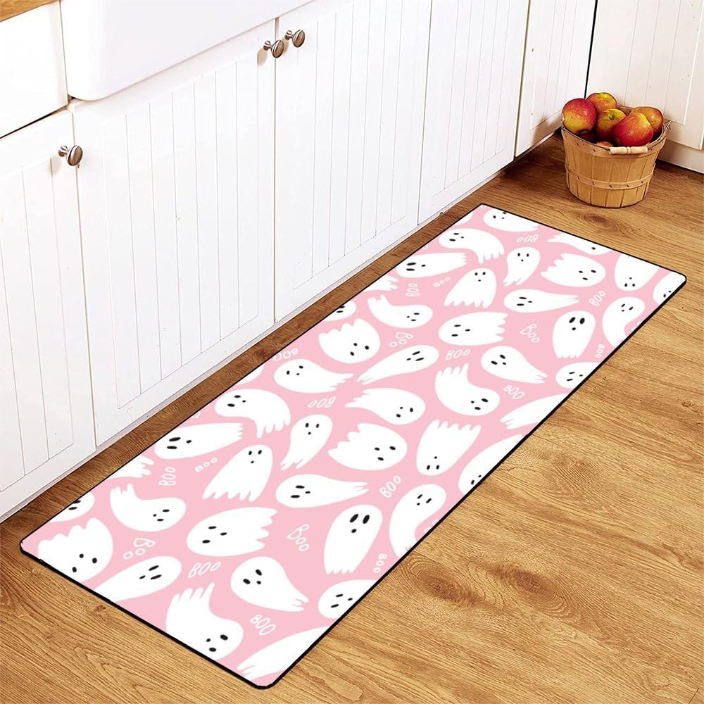 Amazon.com: TsyTma Pink Ghost Decor Kitchen Rugs Non-Slip Pink Kitchen ...