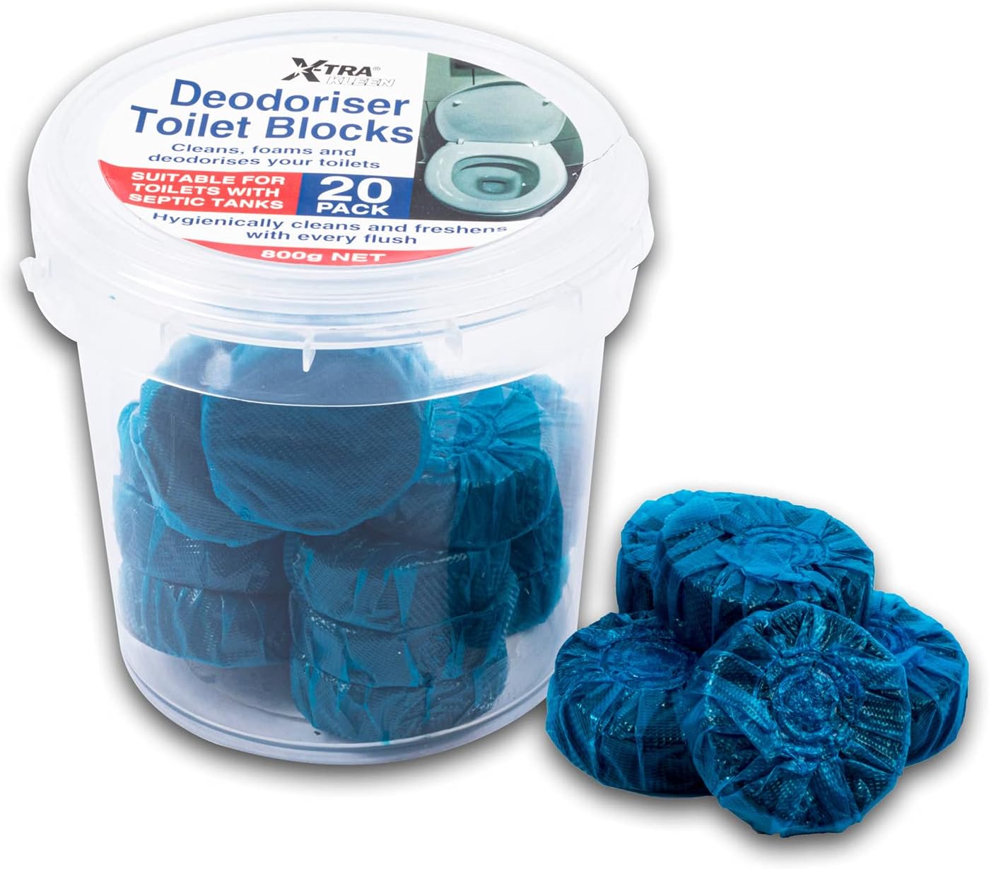 Xtra Kleen Toilet Deodorising Cistern Blocks, Ocean Blue, 40 g (Pack of ...